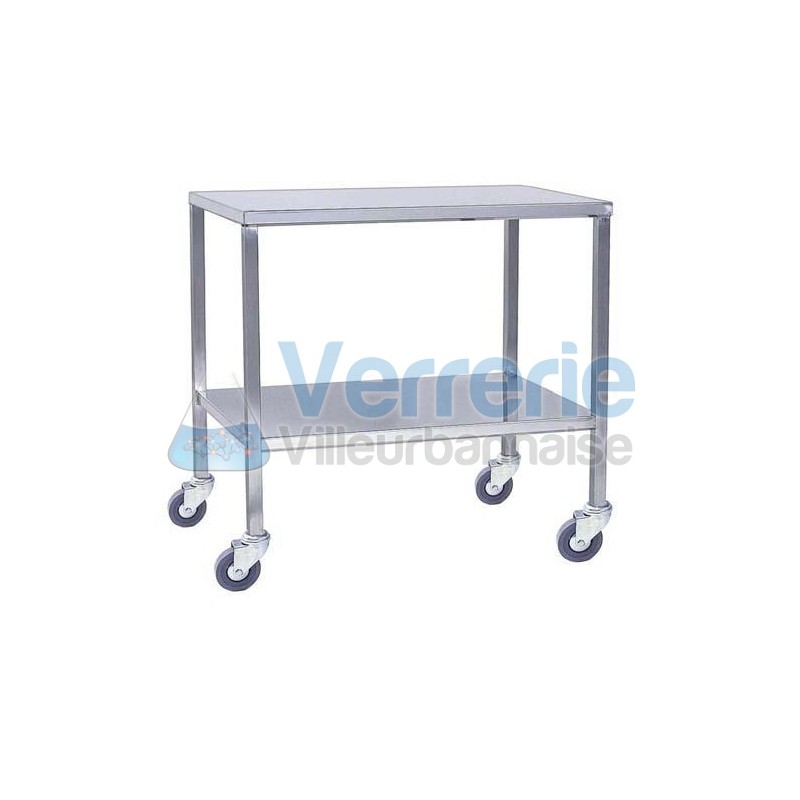 Table inox soudee mobiles 2 plateaux Roues Diam...